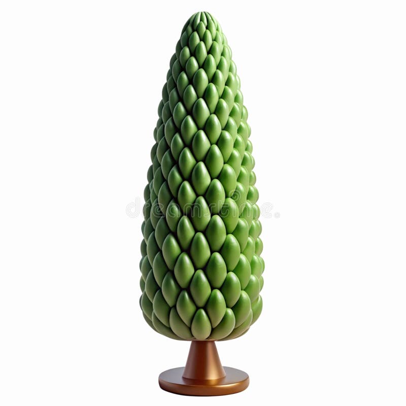 Green Cone Shaped Decorative Object with Metallic Base on Transparent ...