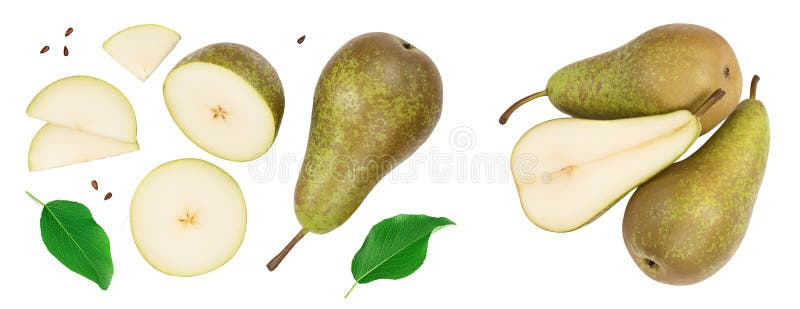 Green Conference Pear Isolated on White Background and Full Depth of ...