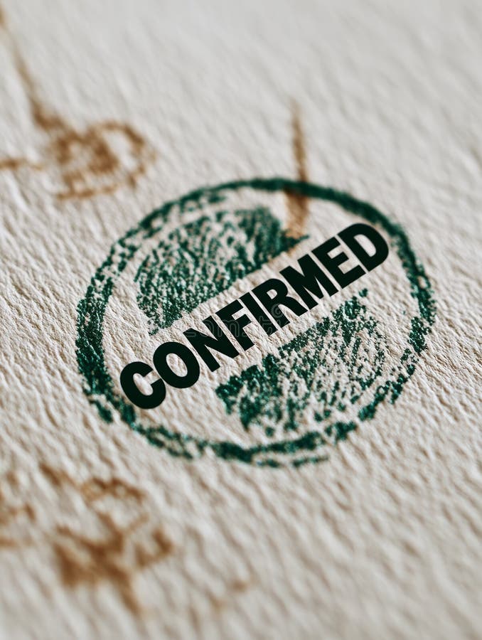 Green Confirmed Stamp on Textured Paper Stock Image - Image of ...
