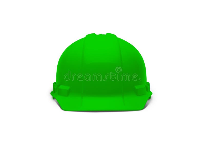 Green Construction Safety Hard Hat Facing Forward Isolated on White ...