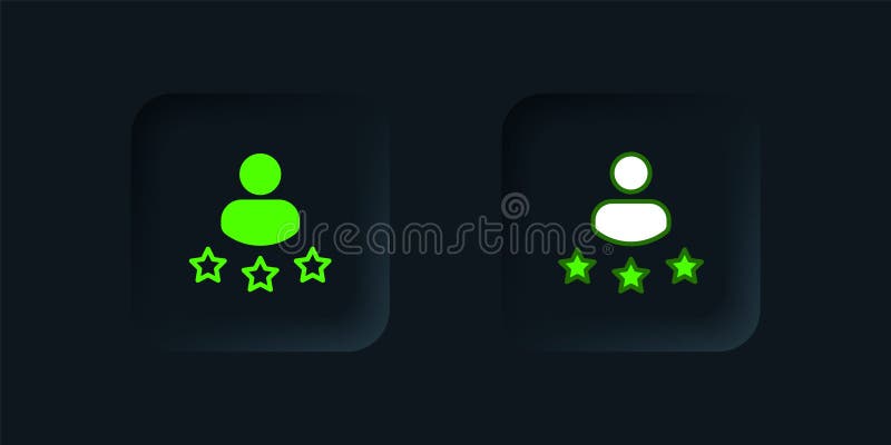 Green Consumer or Customer Product Rating Icon Isolated on Black ...