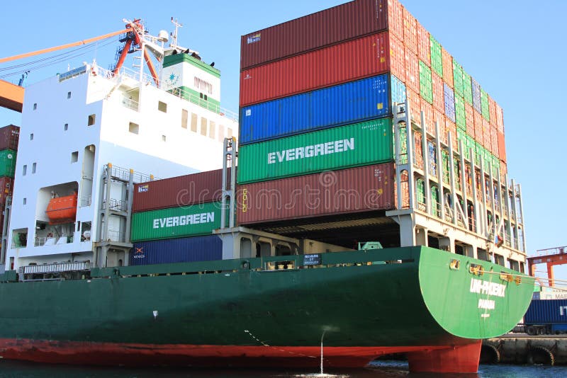 Evergreen Marine Corporation Container Cranes At Port Of Los Angeles ...
