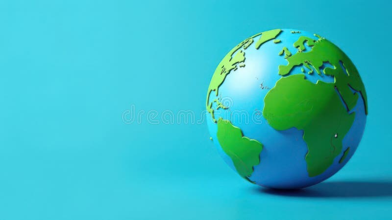 Green Continents on Blue Earth Globe Rotating on Turquoise Background ...