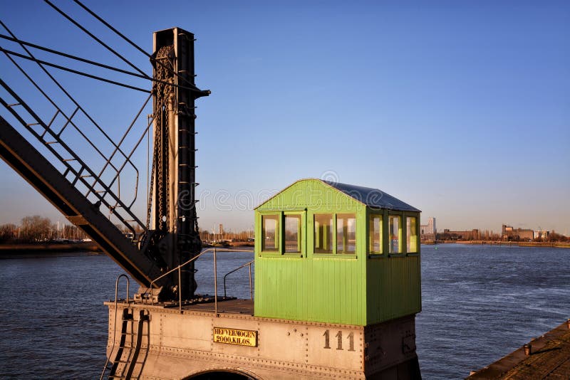 Green Control Boot of a Large Metal Bridge Stock Image - Image of ...