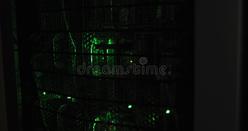 Green Control Lights Flashing with Data Processing on Computer Servers ...