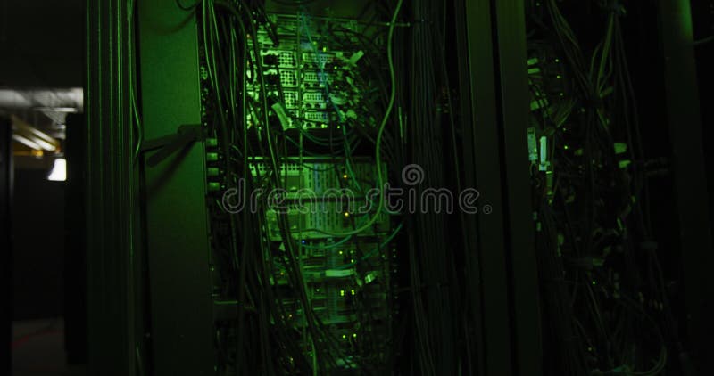 Green Control Lights Flashing with Data Processing on Computer Servers ...