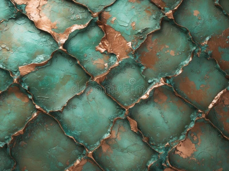 Green Copper Patina Background with Weathered Metallic Texture Top View ...