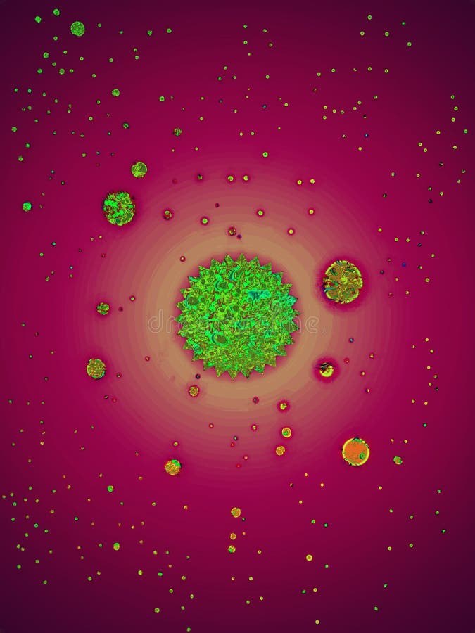 Green Corona Virus Pattern on Red Shiny Background Stock Illustration ...