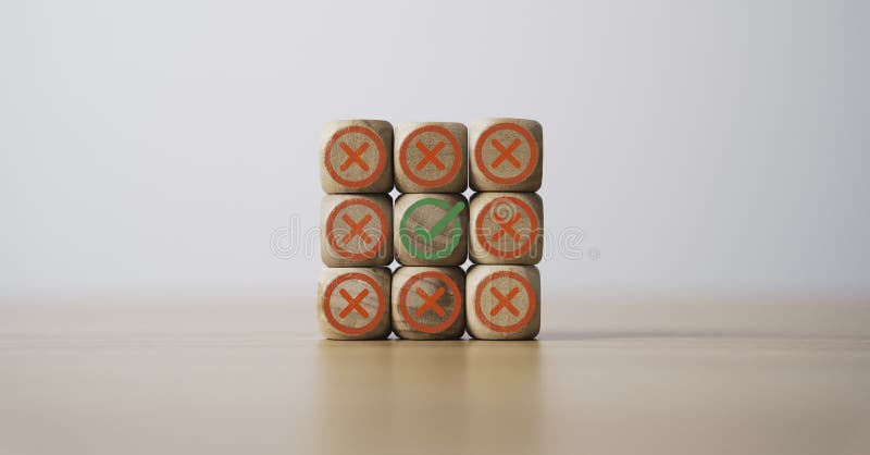 Green Correct Sign Mark are Surrounded by Red Cross Sign Mark for ...