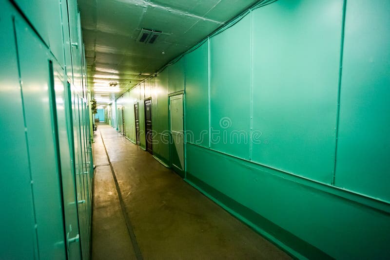Green Corridor at the Factory Stock Image - Image of corridor, exit ...