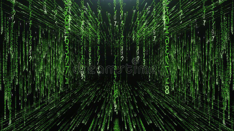 Green Corridor from the Matrix Code Stock Illustration - Illustration ...