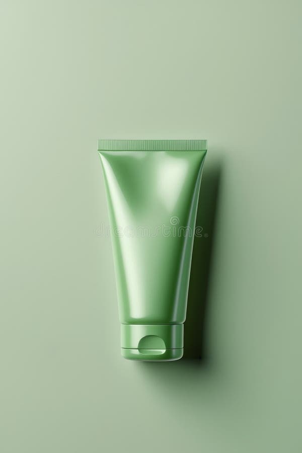 Green Cosmetic Tube Mockup with Blank Space on Light Green Background ...