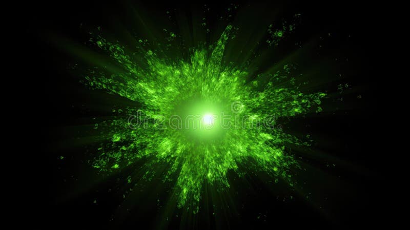 Green Cosmic Explosion with Radiant Light Beams in Space Stock Image ...