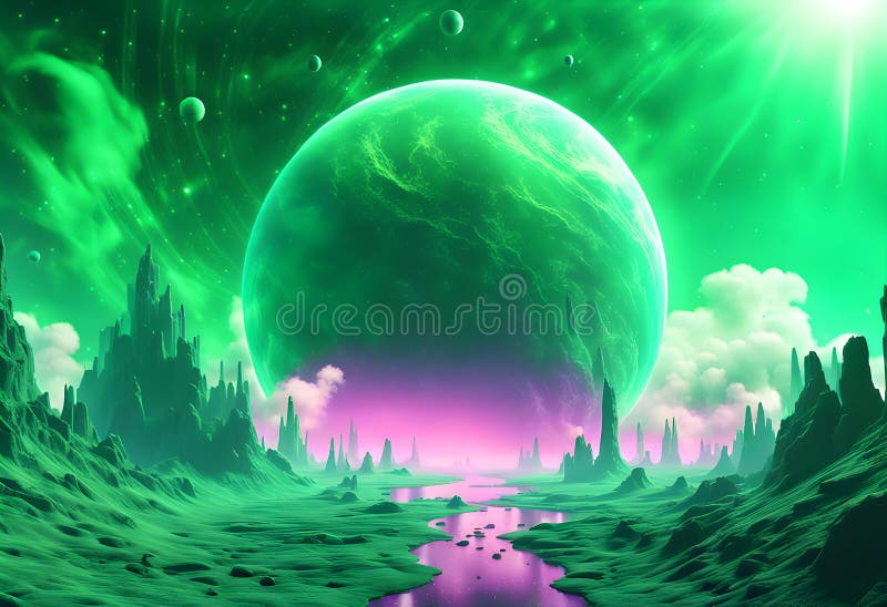 Green Cosmic Gas Background Stock Illustration - Illustration of smog ...