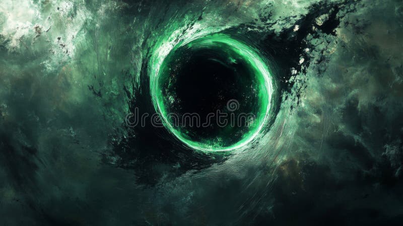 Green Cosmic Ring Nebula in Dark Space Stock Illustration ...
