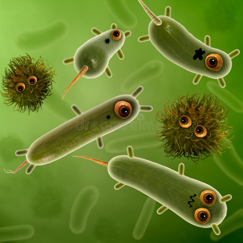 Green COVID and Bacteria Pathogens Stock Illustration - Illustration of ...