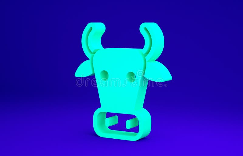 Green Cow Icon Isolated on Blue Background. Minimalism Concept Stock ...