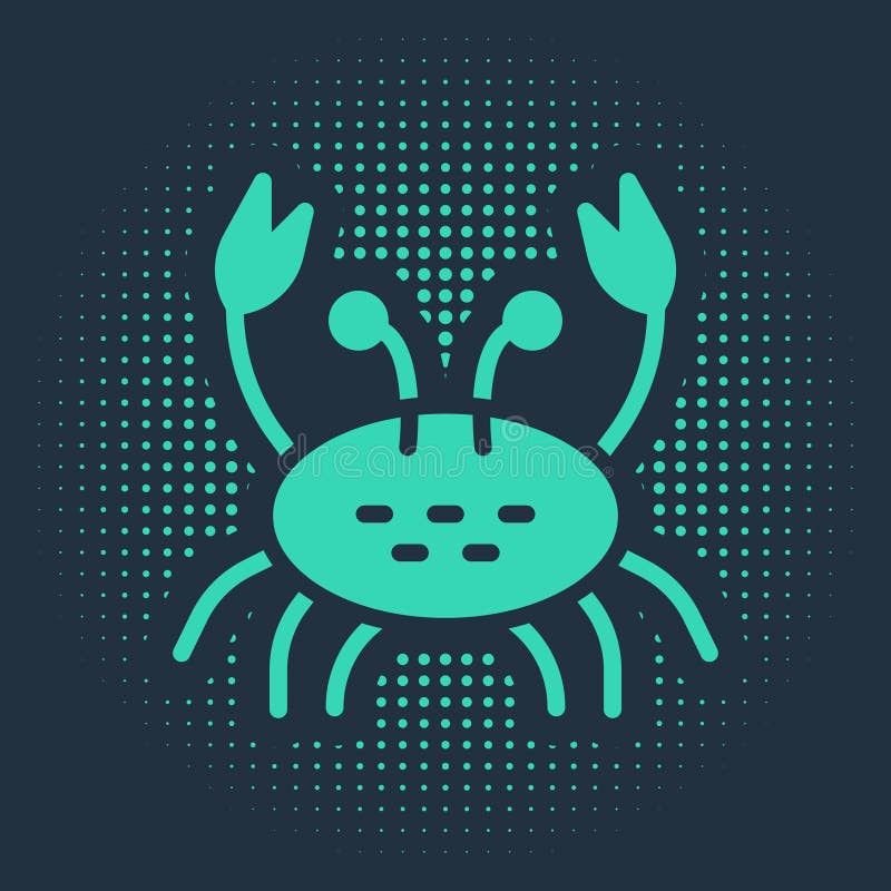Green Crab Icon Isolated on Blue Background. Abstract Circle Random ...