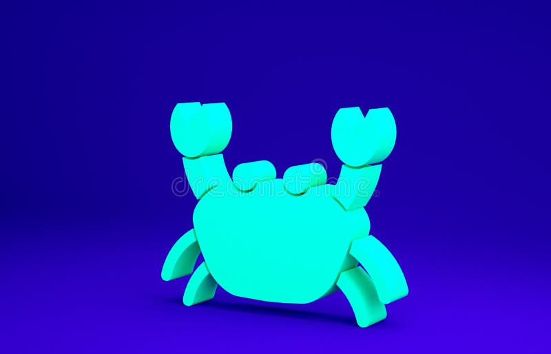 Green Crab Icon Isolated on Blue Background. Minimalism Concept. 3d ...