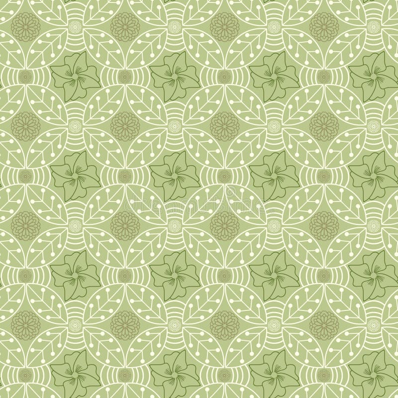 Green and Cream Modern Decorative Ethnic Geometric Seamless Pattern ...