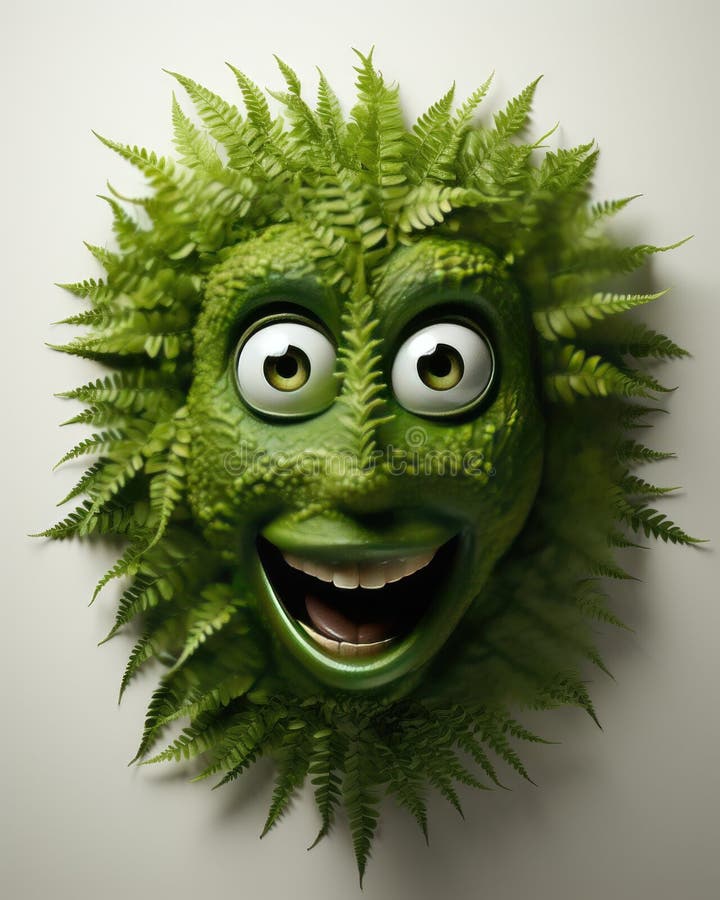 A Green Creature with Eyes and a Smile on Its Face. Generative Ai Stock ...