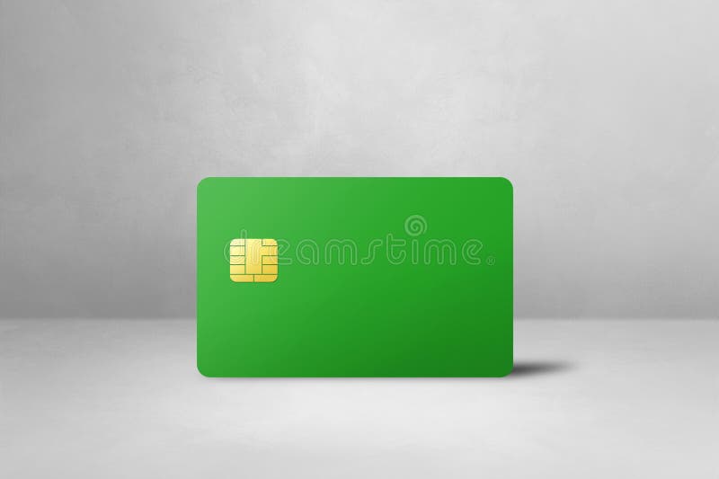 Green Credit Card on a White Concrete Background Stock Illustration ...