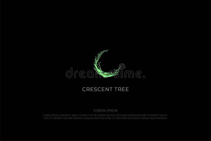 Green Crescent Moon Tree Roots Logo Design Vector Stock Vector ...