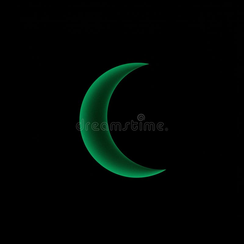 A Green Crescent Shape Against a Black Background. the Crescent is ...