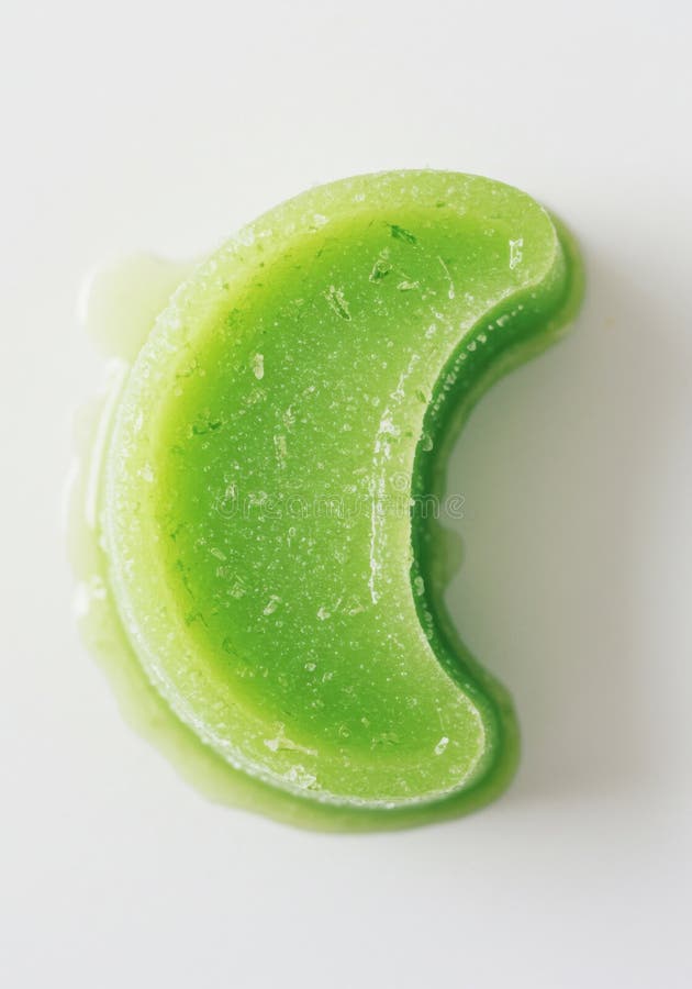 Green Crescent Shaped Jelly Candy on White Background Stock ...