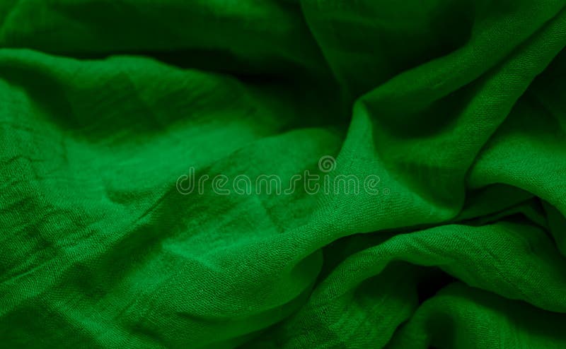 Green Crinkled Cotton Fabric with Visible Details. Background Stock ...