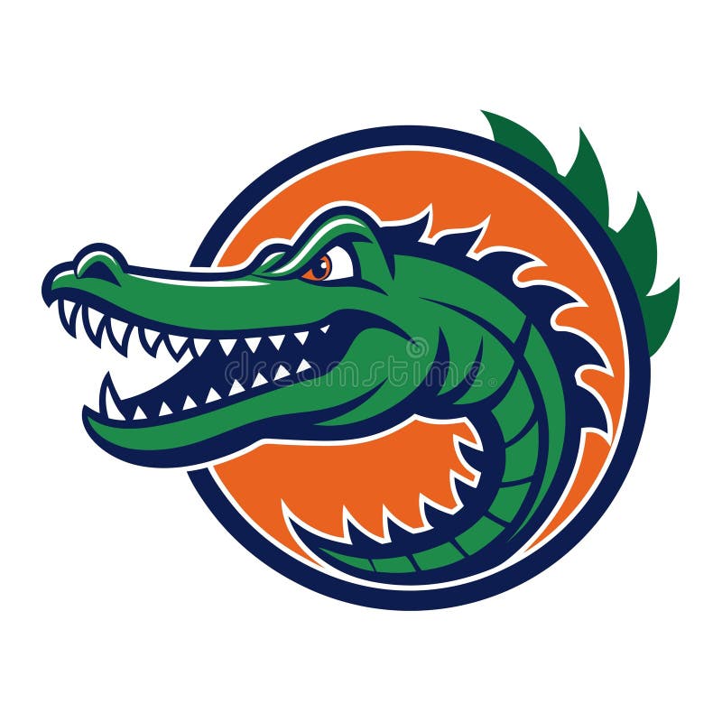 A Green Crocodile with Orange Markings on Its Face Stock Illustration ...