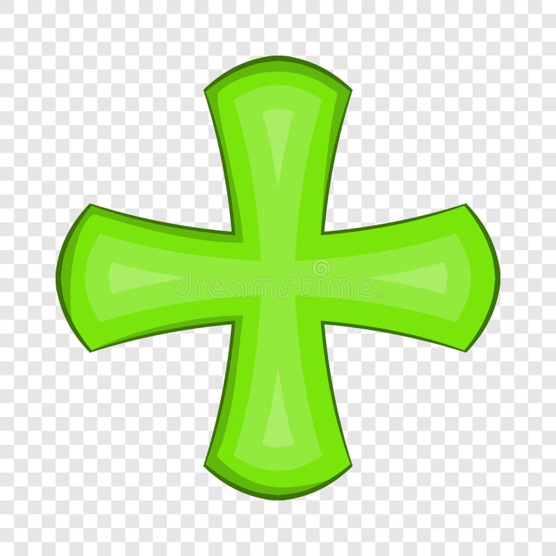 Green Cross Icon in Cartoon Style Stock Vector - Illustration of ...