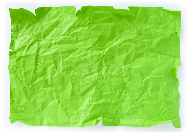 Green Crumpled Paper Pieces with Torn Edge Isolated on White Background ...