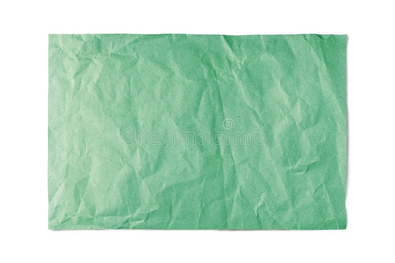 Green Crumpled Sheet of Paper with Edge Isolated on White Background ...