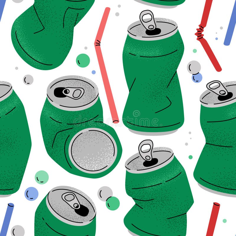 Green Crumpled Soda Cans Pattern Stock Vector - Illustration of colored ...
