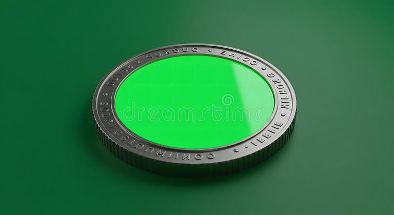 Green Crypto Coin Mockup on Green Background Stock Illustration ...