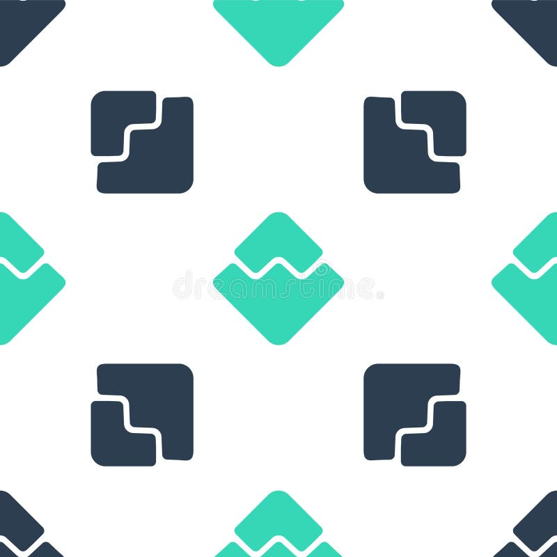 Green Cryptocurrency Coin Waves Icon Isolated Seamless Pattern on White ...