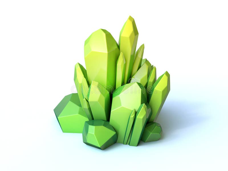 Green Crystal 3d Rendering, On White Background Stock Illustration ...