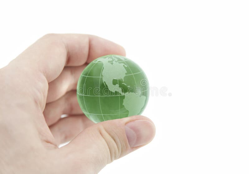 Green Crystal Globe in Hand Stock Photo - Image of ball, male: 16353762