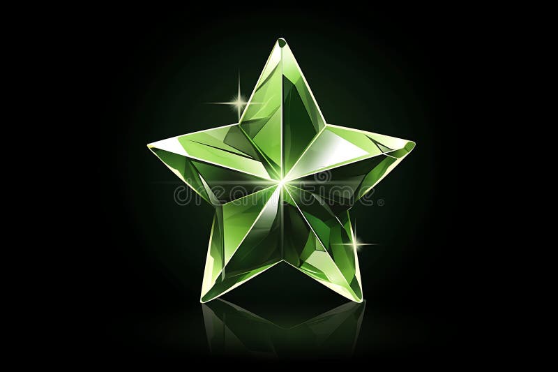 A Green Crystal Star with a Five-pointed Design, Exhibiting Multiple ...