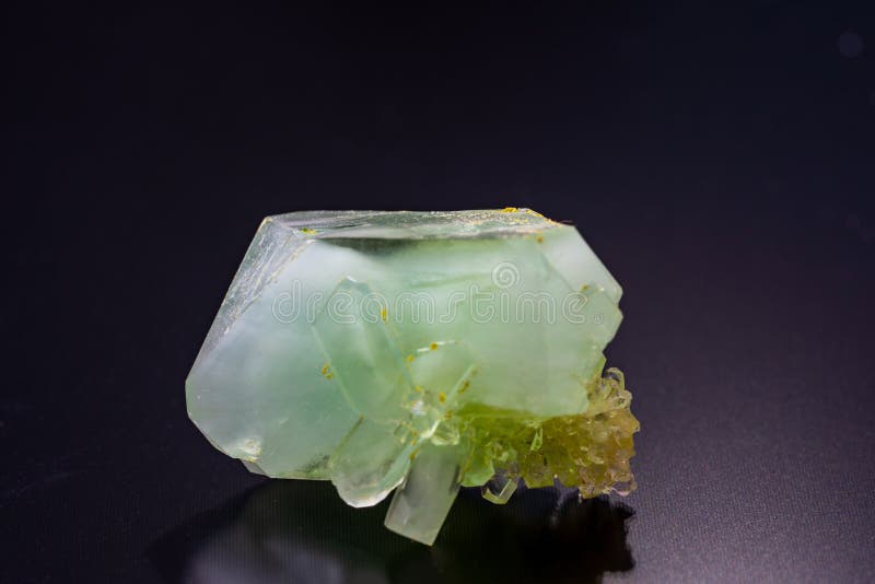 Green Crystalline Minerals on a Black Background Stock Photo - Image of ...