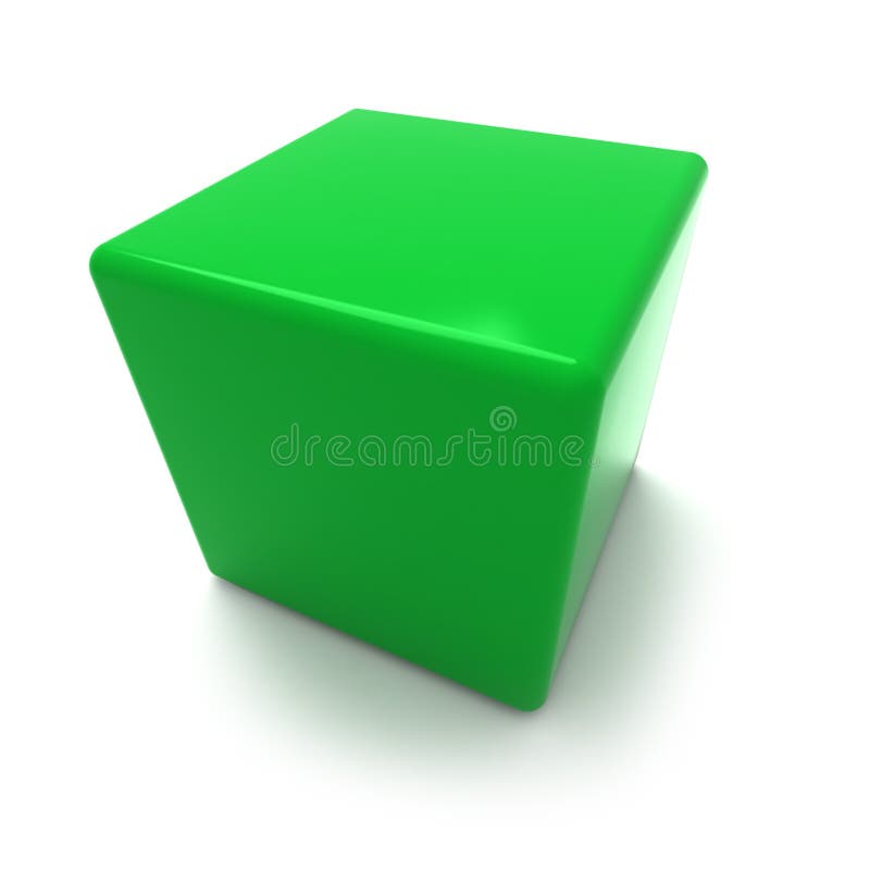 Green Cube Basic Simple 3d Shapes Isolated on White Background ...