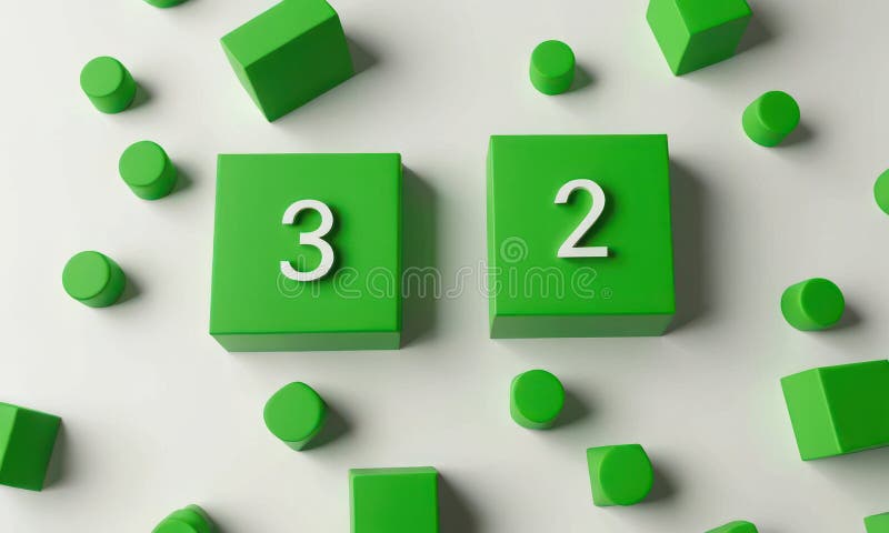A Green Cube with the Number 3 on it. Stock Illustration - Illustration ...