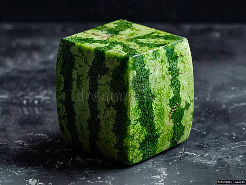 A Green Cube with Watermelon on it Stock Photo - Image of green ...
