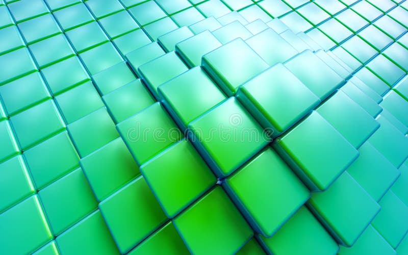 Green Cubes Abstract Background with Wave Shape 3d Render Illustration ...