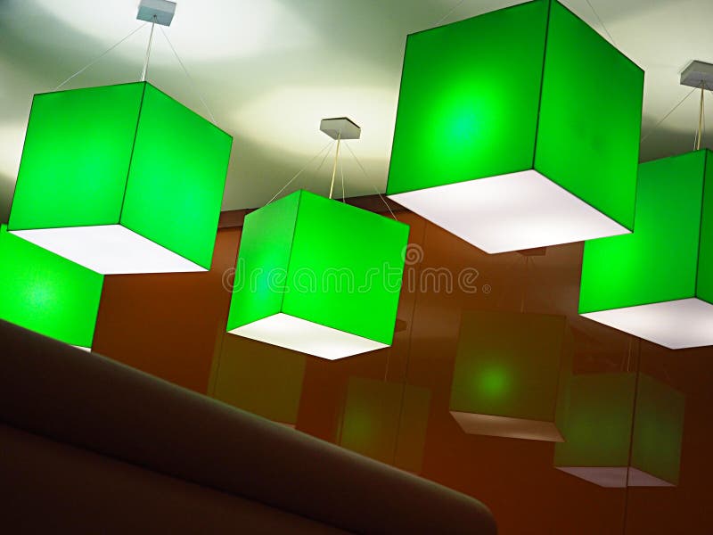 Green Cubes Fixtures in the Interior Stock Image - Image of quadrate ...