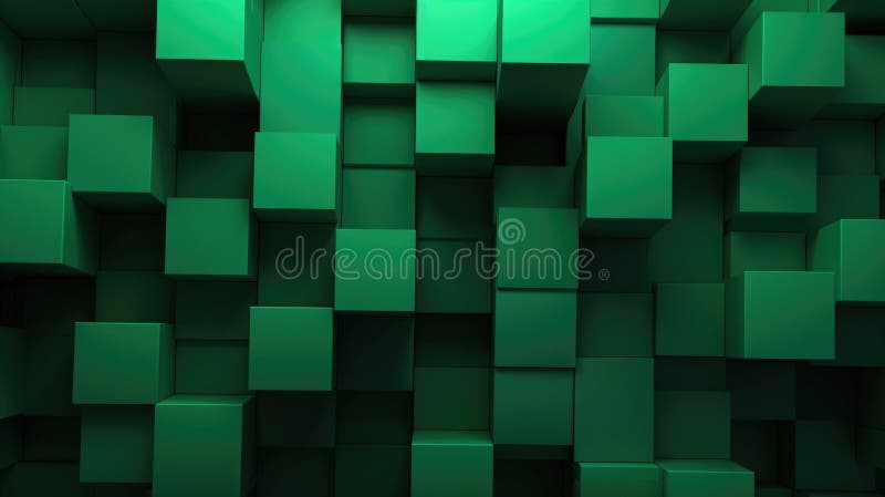 Green Cubes Wall Background, Abstract Illustration Stock Illustration ...