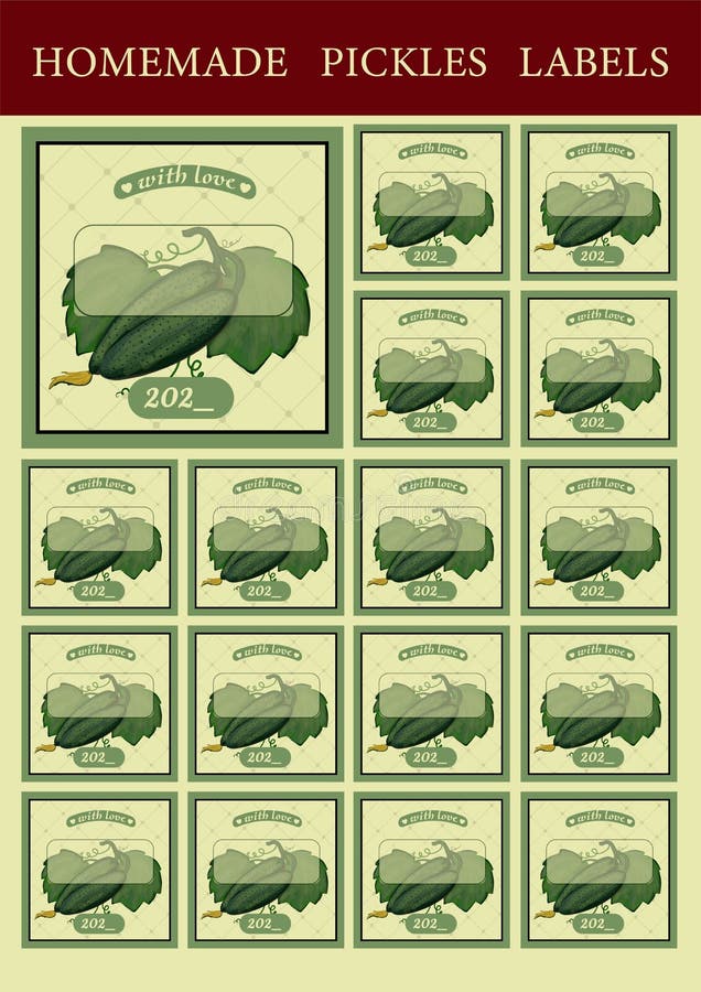 HOME-MADE CUCUMBER LABELS. Sticker for Homemade Pickled Cucumbers in a ...