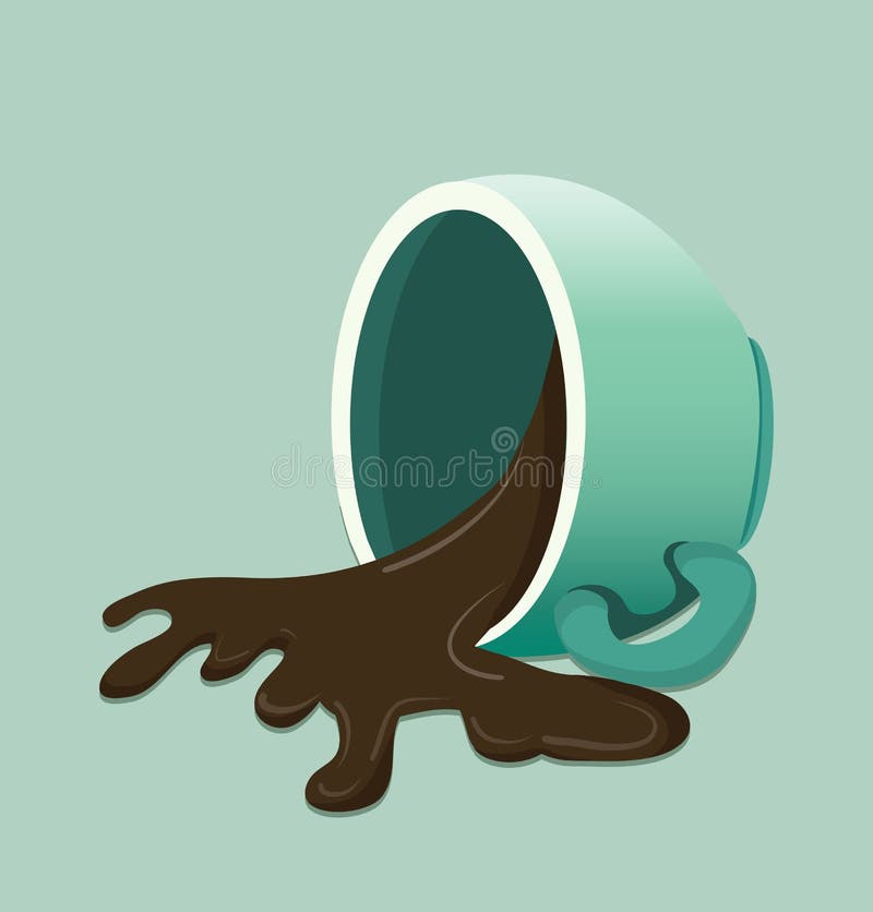 Green Cup Spilled Coffee Vector Illustration Stock Vector ...