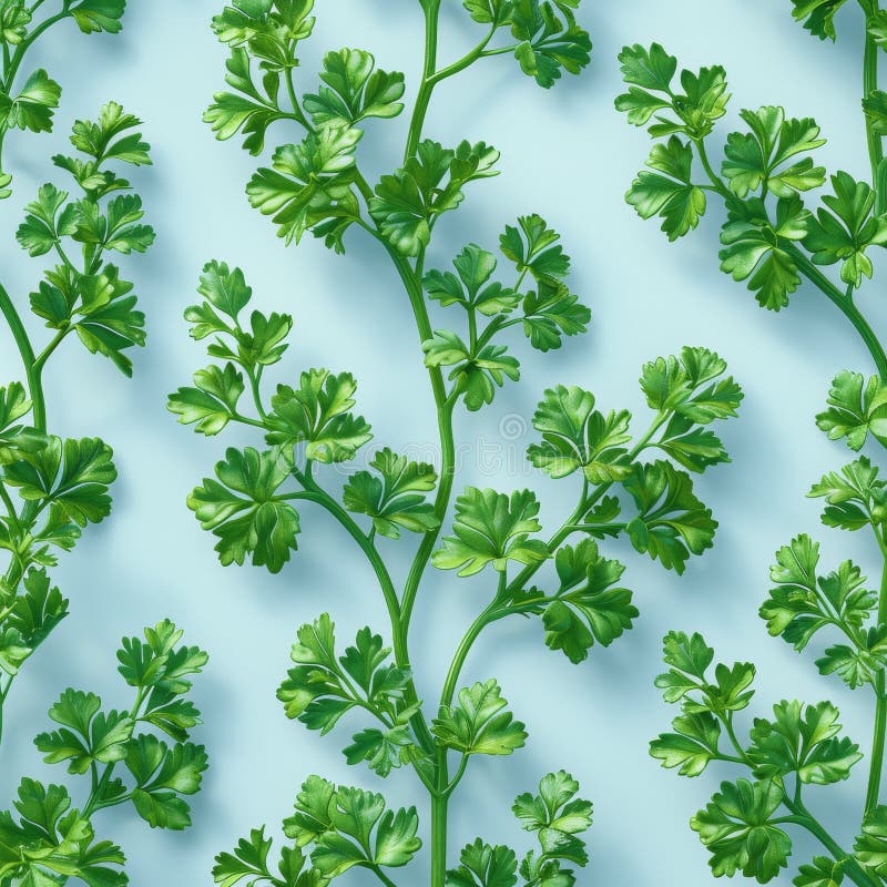 Green Curly Leaves Seamless Pattern Vector Illustration Stock ...